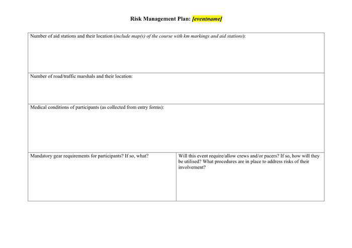 Risk management plan template in Word and Pdf formats - page 2 of 7