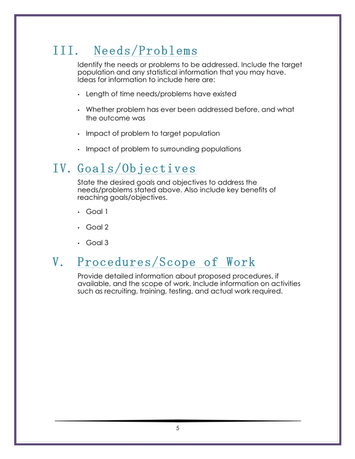 Project proposal template in Word and Pdf formats - page 5 of 8