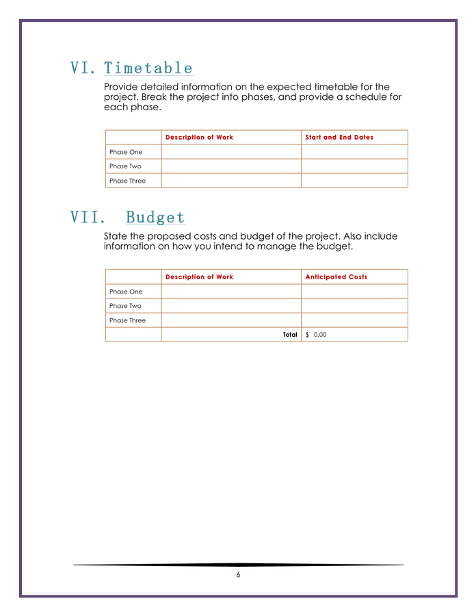 Project proposal template in Word and Pdf formats - page 6 of 8