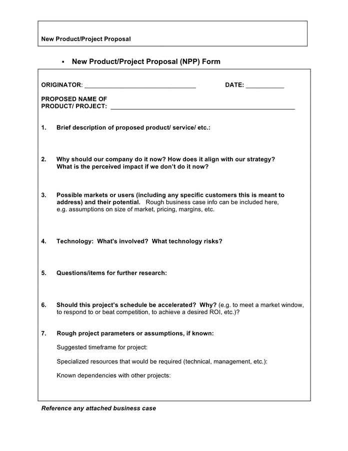 New product/project proposal in Word and Pdf formats - page 2 of 2
