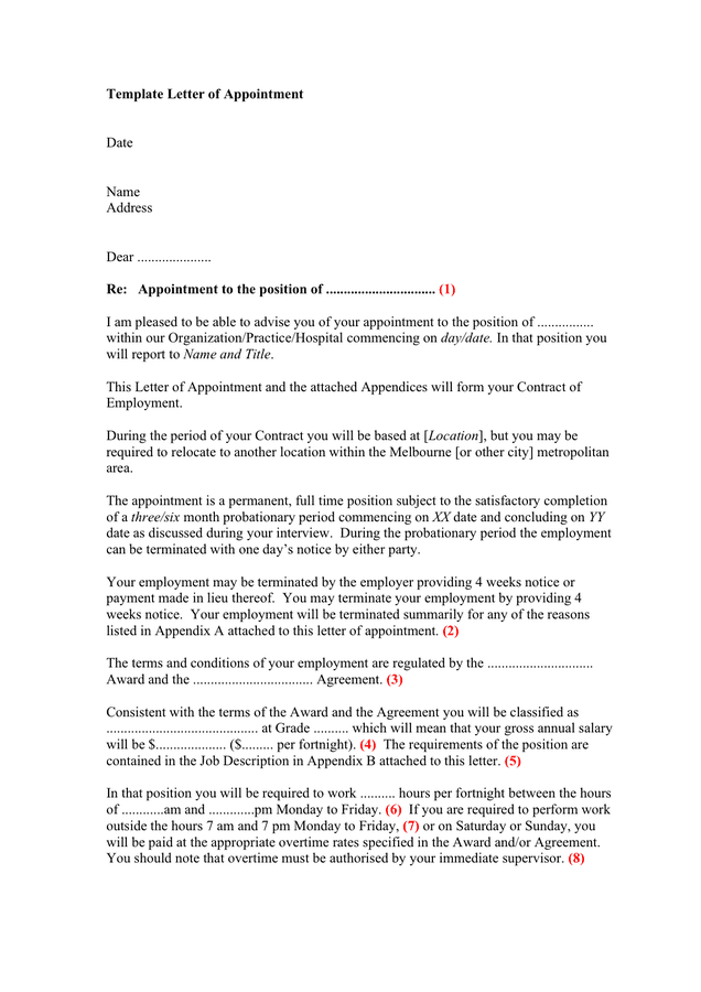 Appointment Letter Template