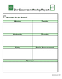 Classroom weekly report template in Word and Pdf formats