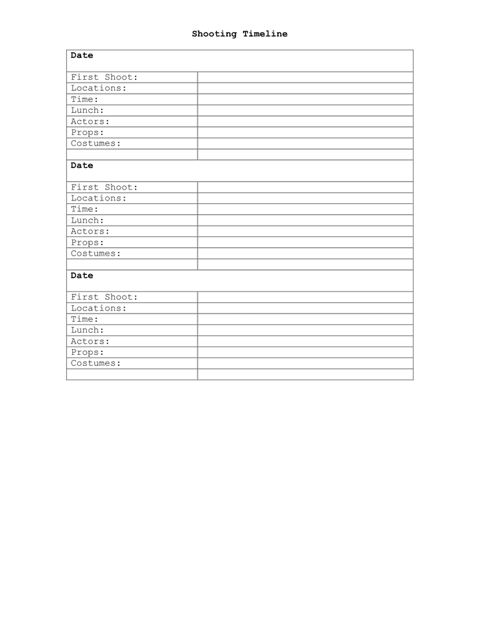 Shooting pre-production plan template in Word and Pdf formats - page 9 ...