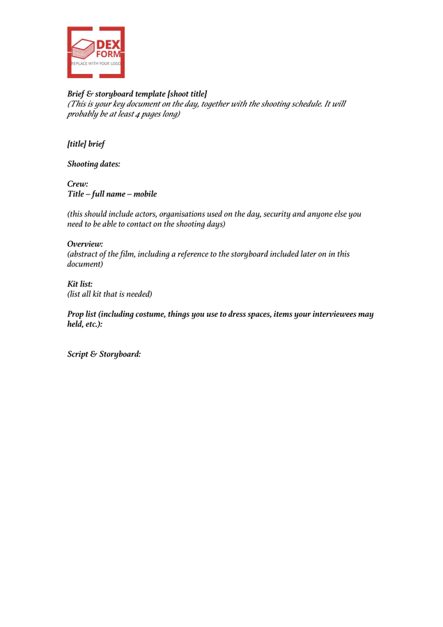 Shooting Schedule Template - download free documents for PDF, Word and ...