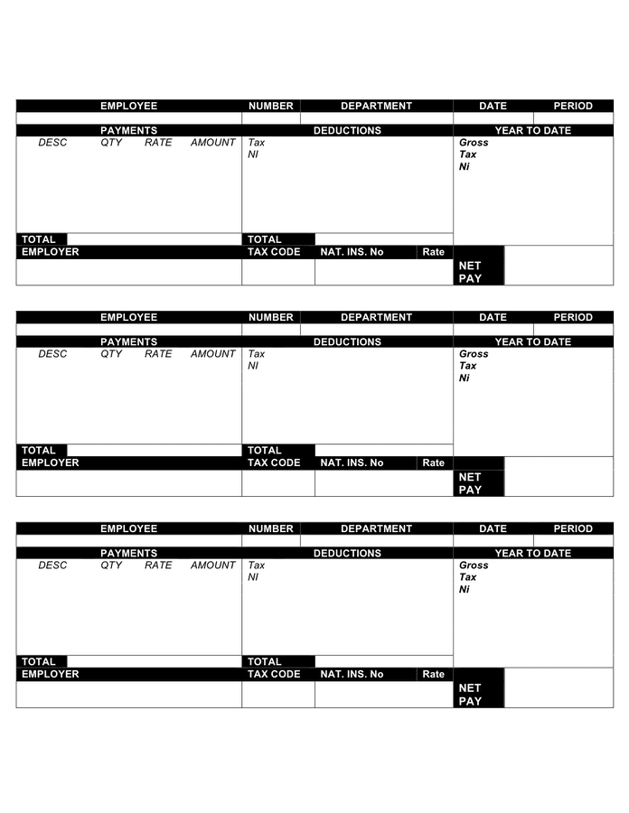 Payslip template in Word and Pdf formats - page 2 of 2