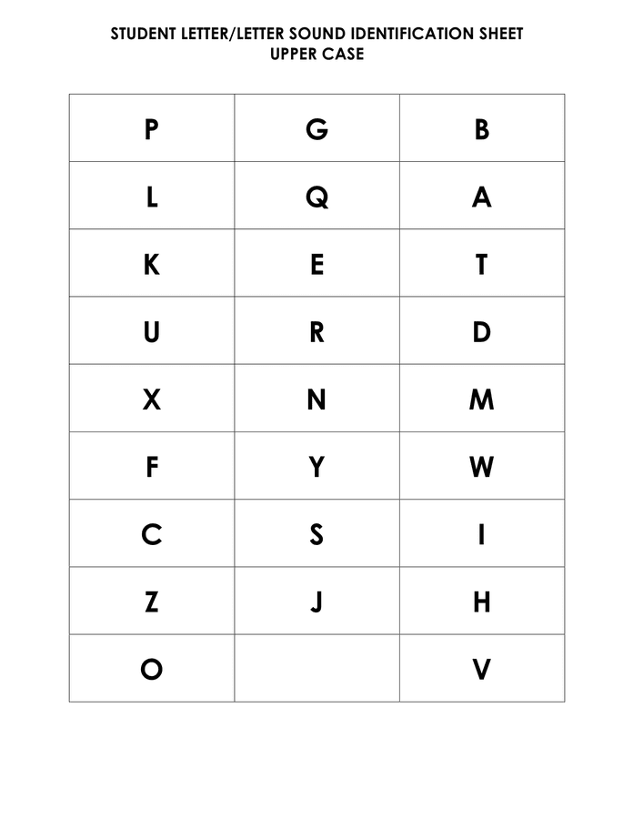 Fluency of letter identification scoring sheet in Word and Pdf formats ...