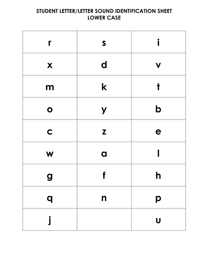 Fluency of letter identification scoring sheet in Word and Pdf formats ...