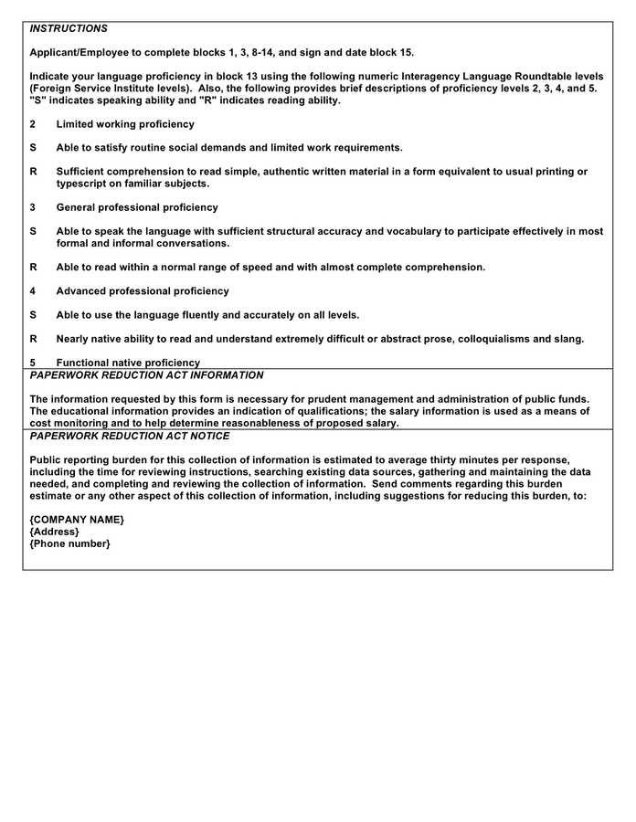 Biodata form in Word and Pdf formats - page 2 of 2