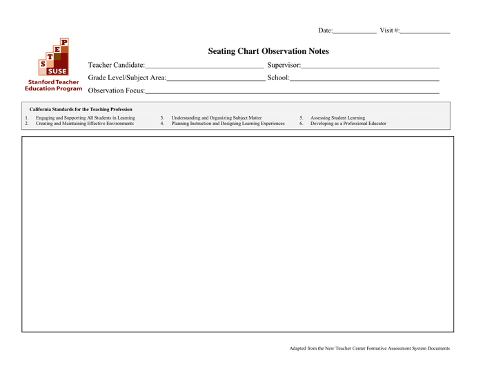 Seating Chart in Word and Pdf formats
