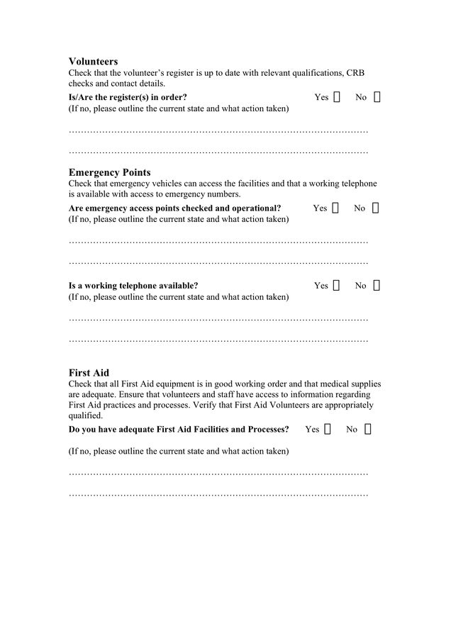 Rugby club risk assessment form in Word and Pdf formats - page 2 of 3