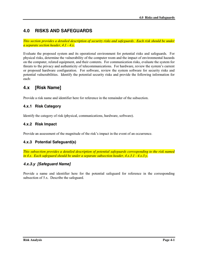Risk Analysis Template in Word and Pdf formats - page 14 of 18