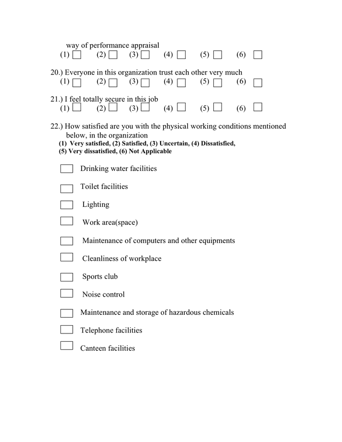 Employee satisfaction questionnaire in Word and Pdf formats - page 3 of 4