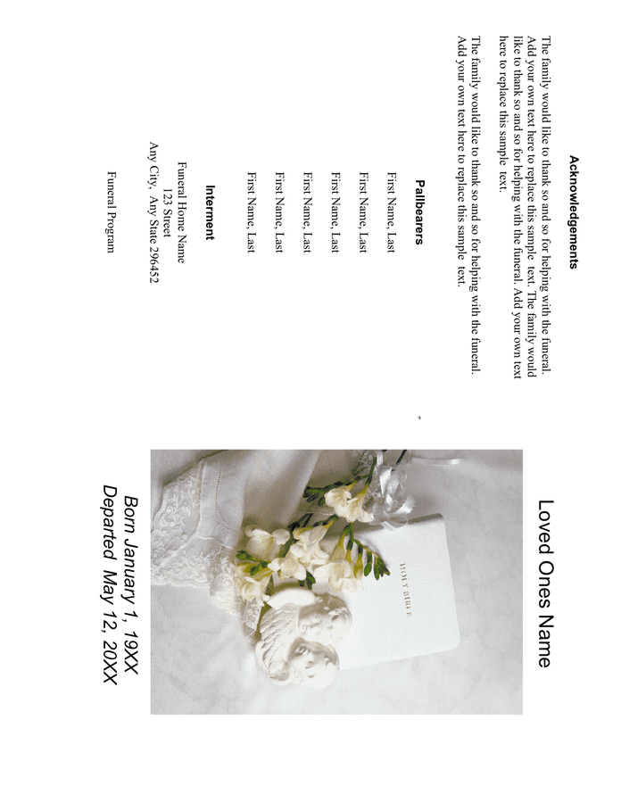 Funeral program template in Word and Pdf formats
