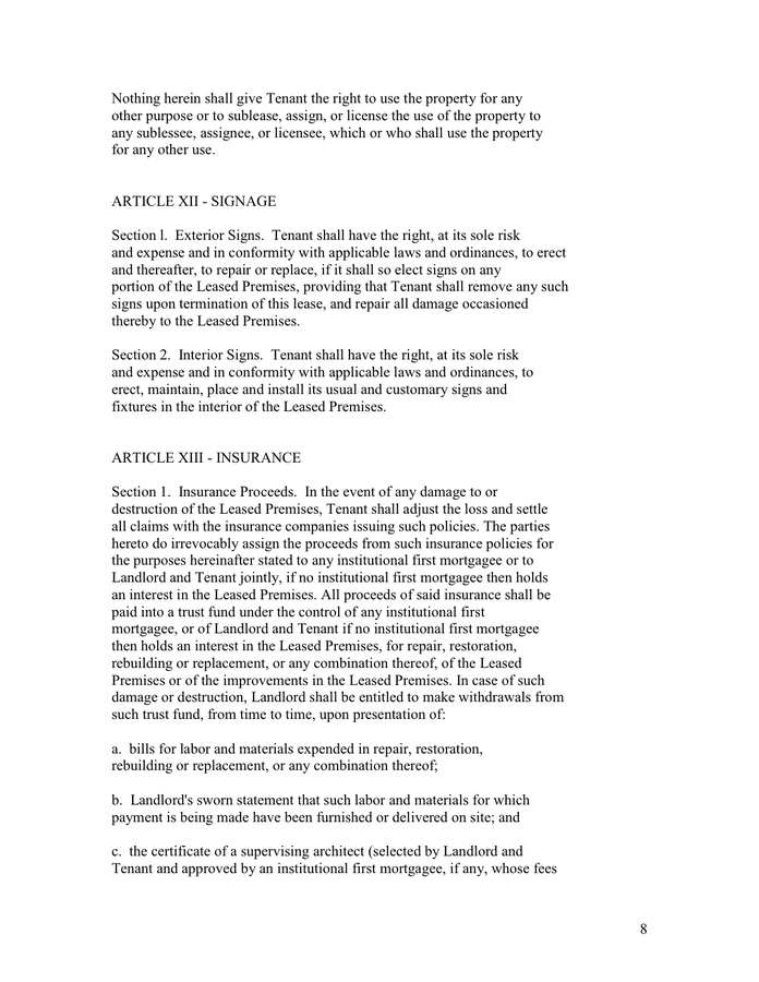 commercial lease agreement in Word and Pdf formats - page 8 of 25