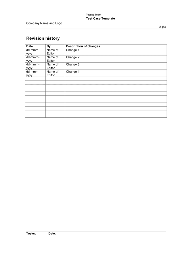 Test Case Template in Word and Pdf formats - page 3 of 8