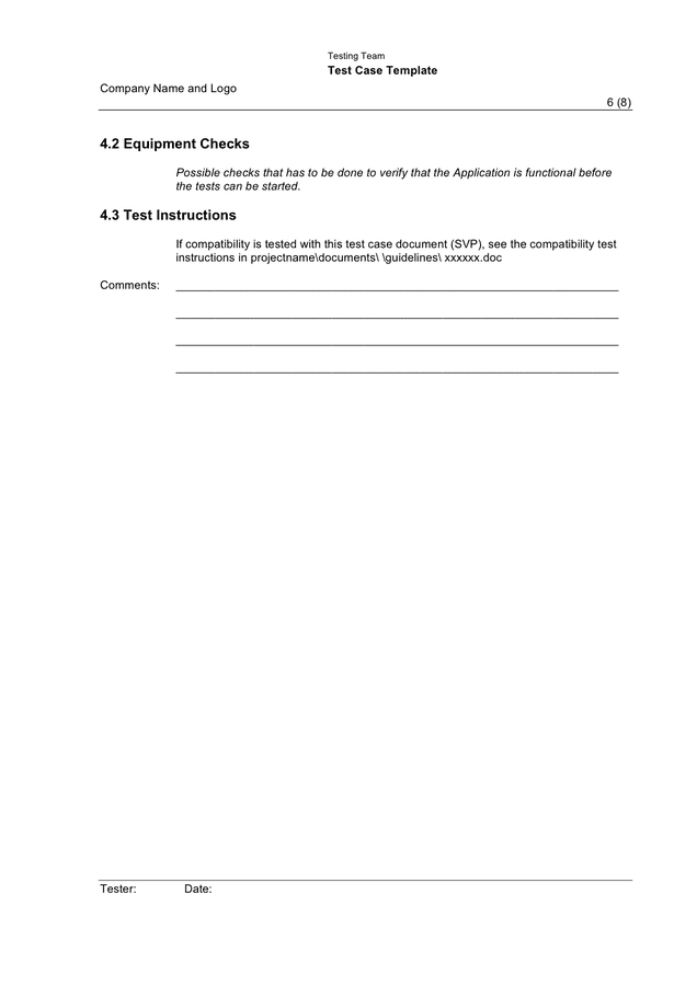 Test Case Template in Word and Pdf formats - page 6 of 8