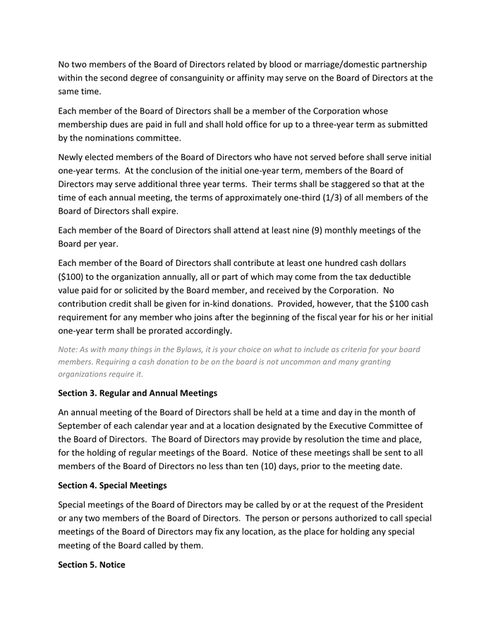 Nonprofits Bylaws Template In Word And Pdf Formats Page 5 Of 17