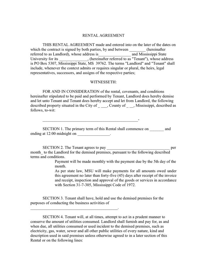 Lease Agreement In Word And Pdf Formats