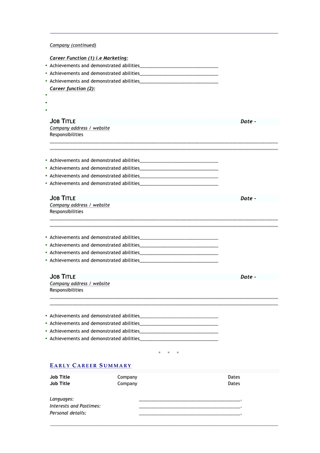 Cv template in Word and Pdf formats - page 2 of 3
