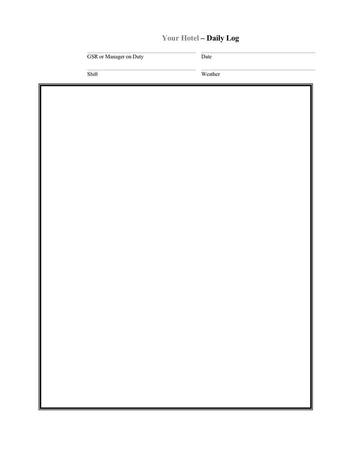 Daily Log Template - download free documents for PDF, Word and Excel