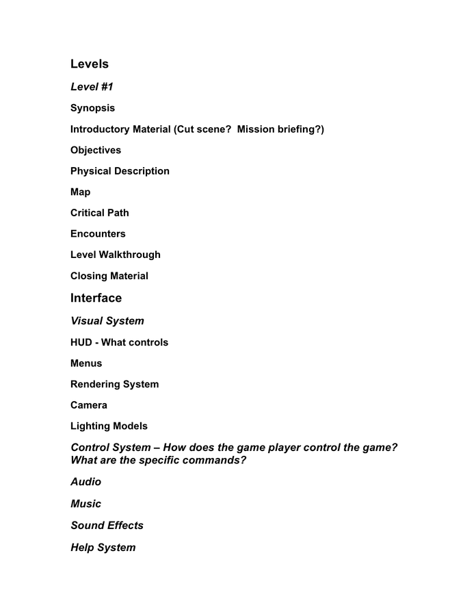 Game Design Document Template In Word And Pdf Formats Page 10 Of 13