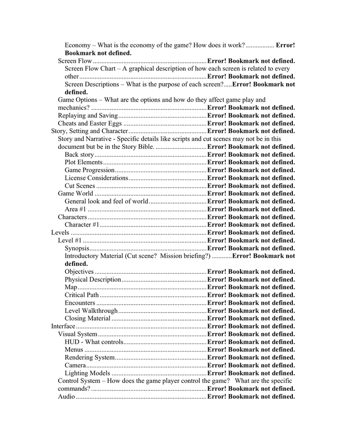 Game Design Document Template In Word And Pdf Formats Page 3 Of 13