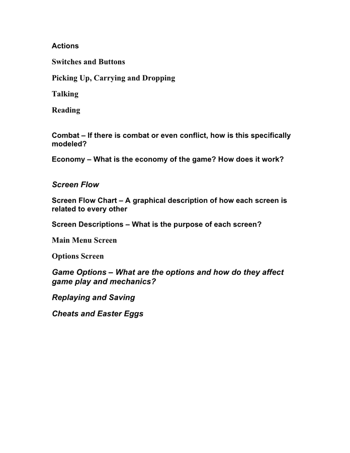 Game Design Document Template In Word And Pdf Formats Page 7 Of 13