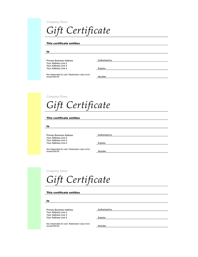 Gift Certificate Template - download free documents for PDF, Word and Excel