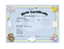 Birth certificate sample in Word and Pdf formats