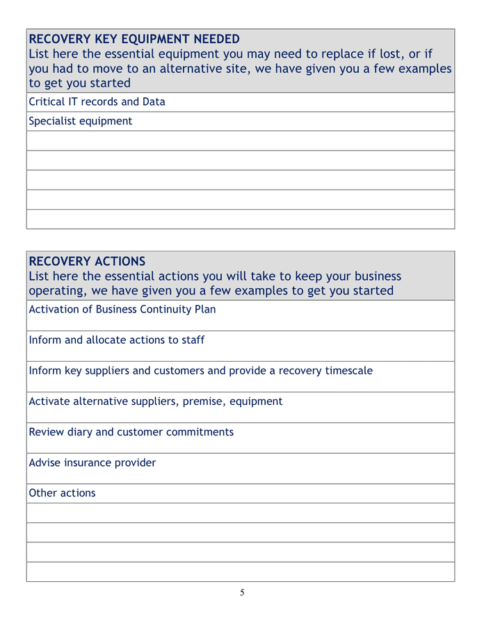 Business Continuity Plan Template In Word And Pdf Formats Page 5 Of 8