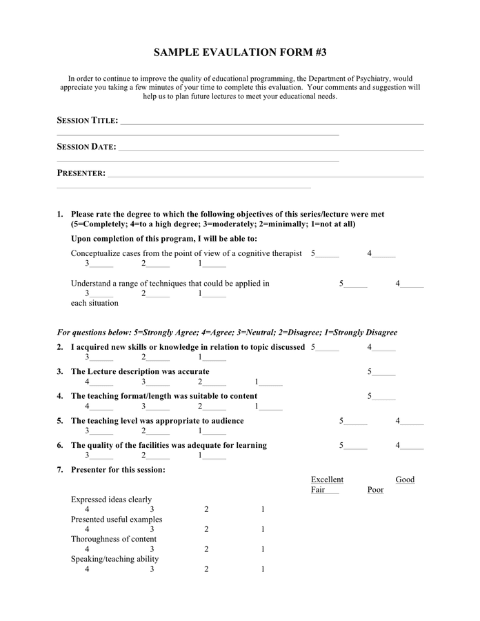 Sample evaluation form in Word and Pdf formats - page 6 of 7