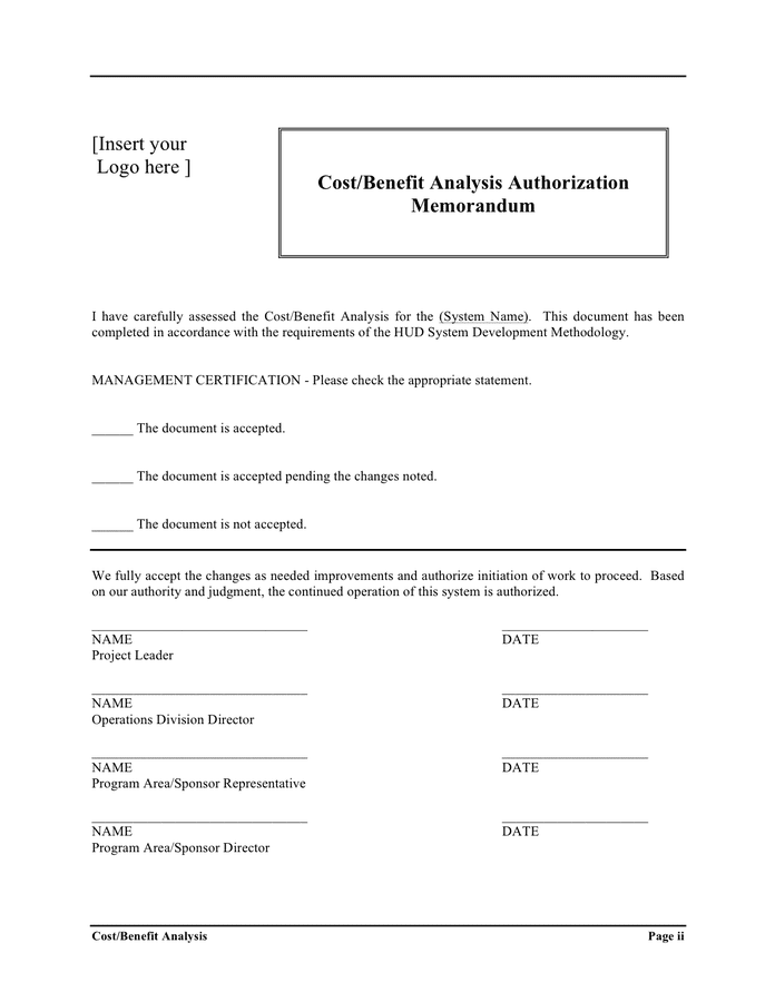 Cost benefit analysis template in Word and Pdf formats - page 3 of 22