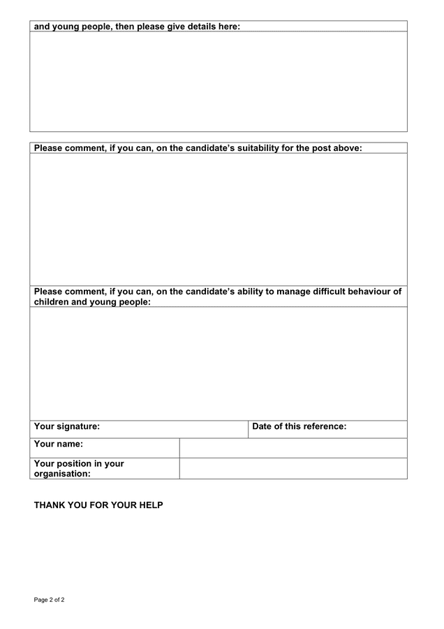 Employers reference form in Word and Pdf formats - page 2 of 2