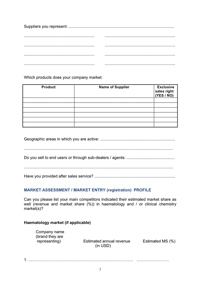 New distributor assessment form in Word and Pdf formats - page 2 of 3