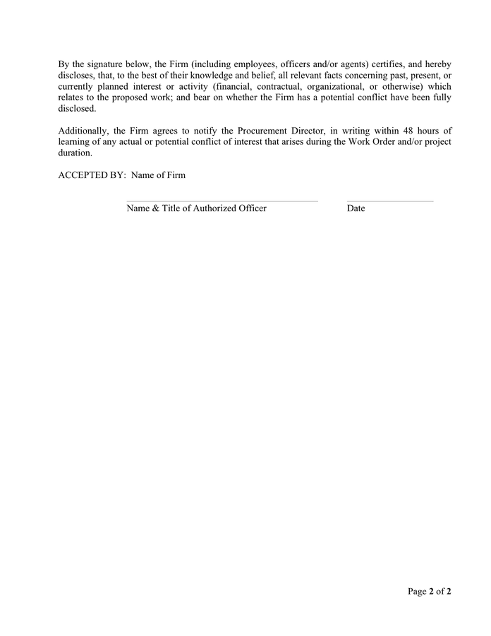 Work order template in Word and Pdf formats - page 2 of 2