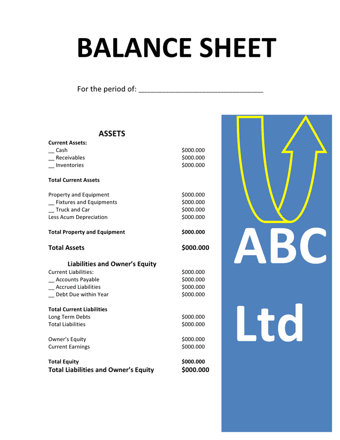 Balance Sheet Template - download free documents for PDF, Word and Excel