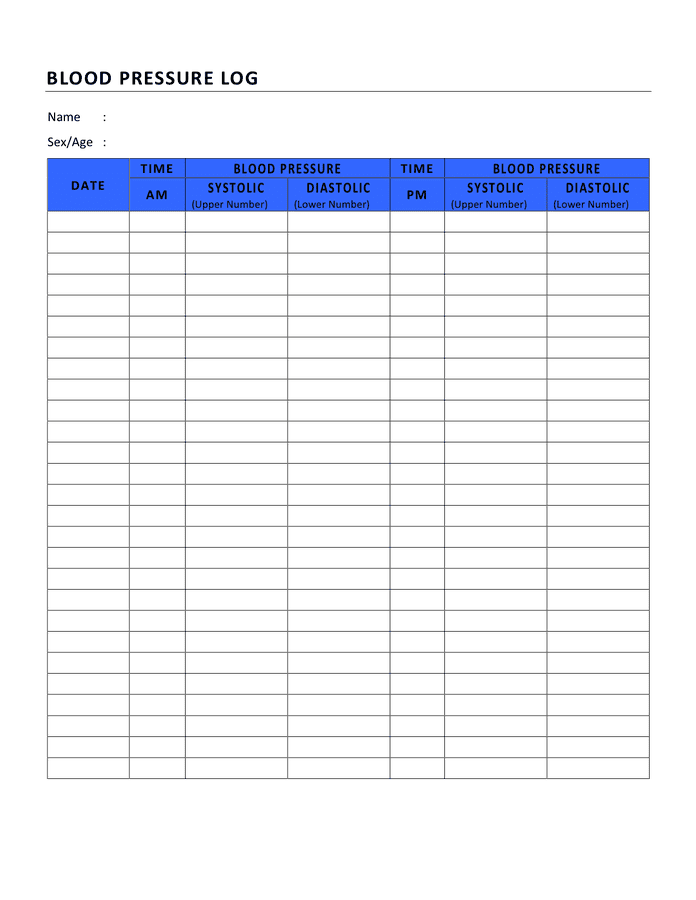 Blood Pressure Log Download Free Documents For PDF Word And Excel Blood Pressure Log Download Free Documents For PDF Word And Excel