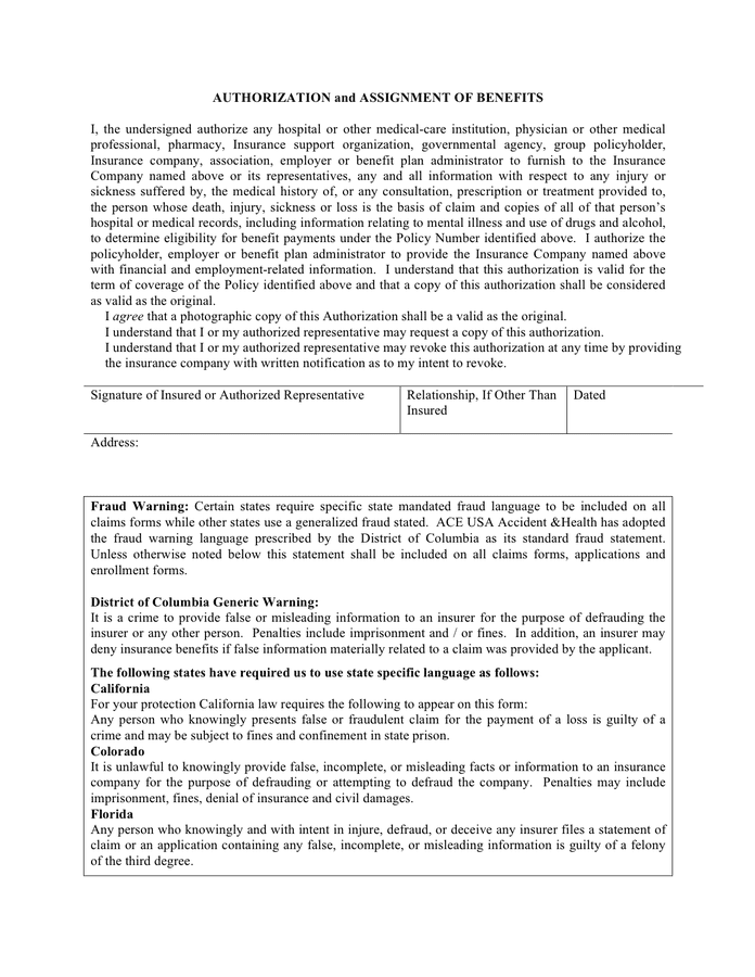 Medical claim form sample in Word and Pdf formats - page 3 of 4