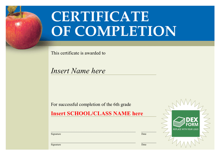 Certificate of graduation sample in Word and Pdf formats