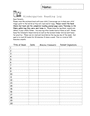Kindergarten reading log template in Word and Pdf formats