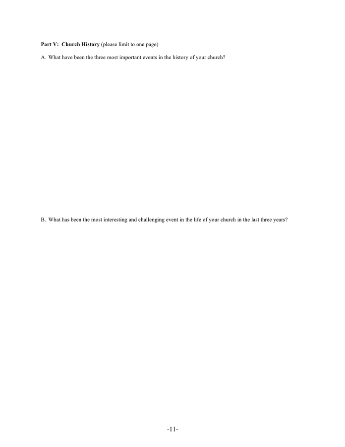 Church profile form in Word and Pdf formats - page 11 of 12
