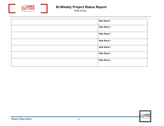 Bi-Weekly status report template in Word and Pdf formats - page 4 of 4