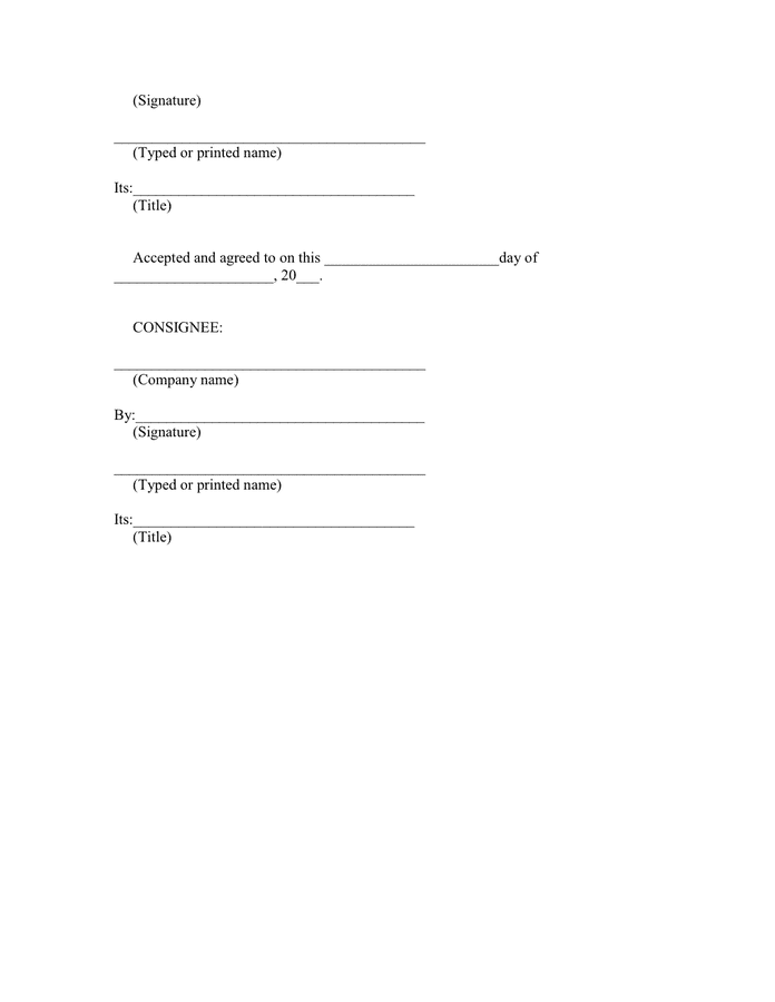 Consignment agreement in Word and Pdf formats - page 4 of 4