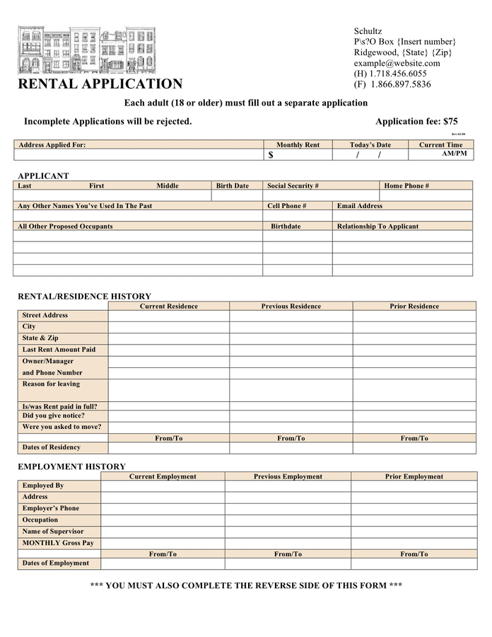 Rental Application Sample In Word And Pdf Formats Rental Application Sample In Word And Pdf Formats