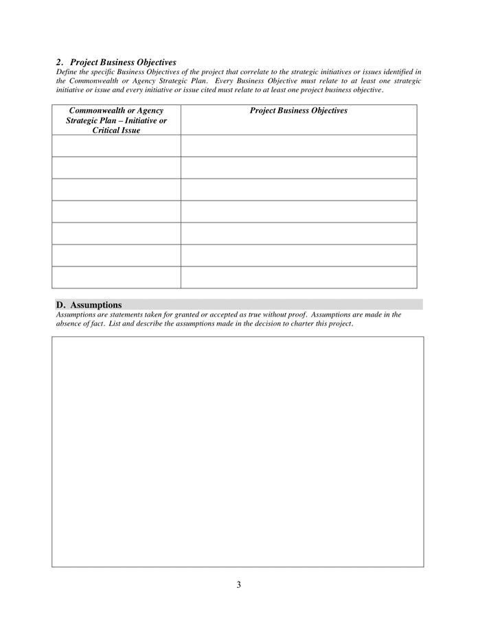 Project Charter Template in Word and Pdf formats - page 3 of 11