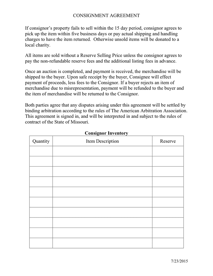 Consignment agreement in Word and Pdf formats - page 2 of 4