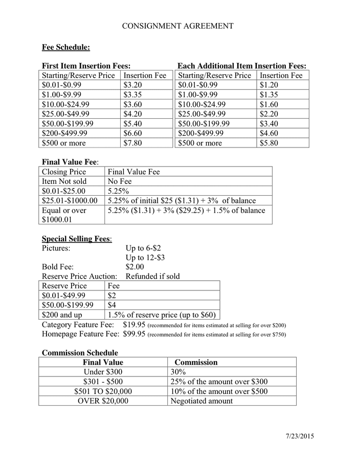 Consignment agreement in Word and Pdf formats - page 3 of 4