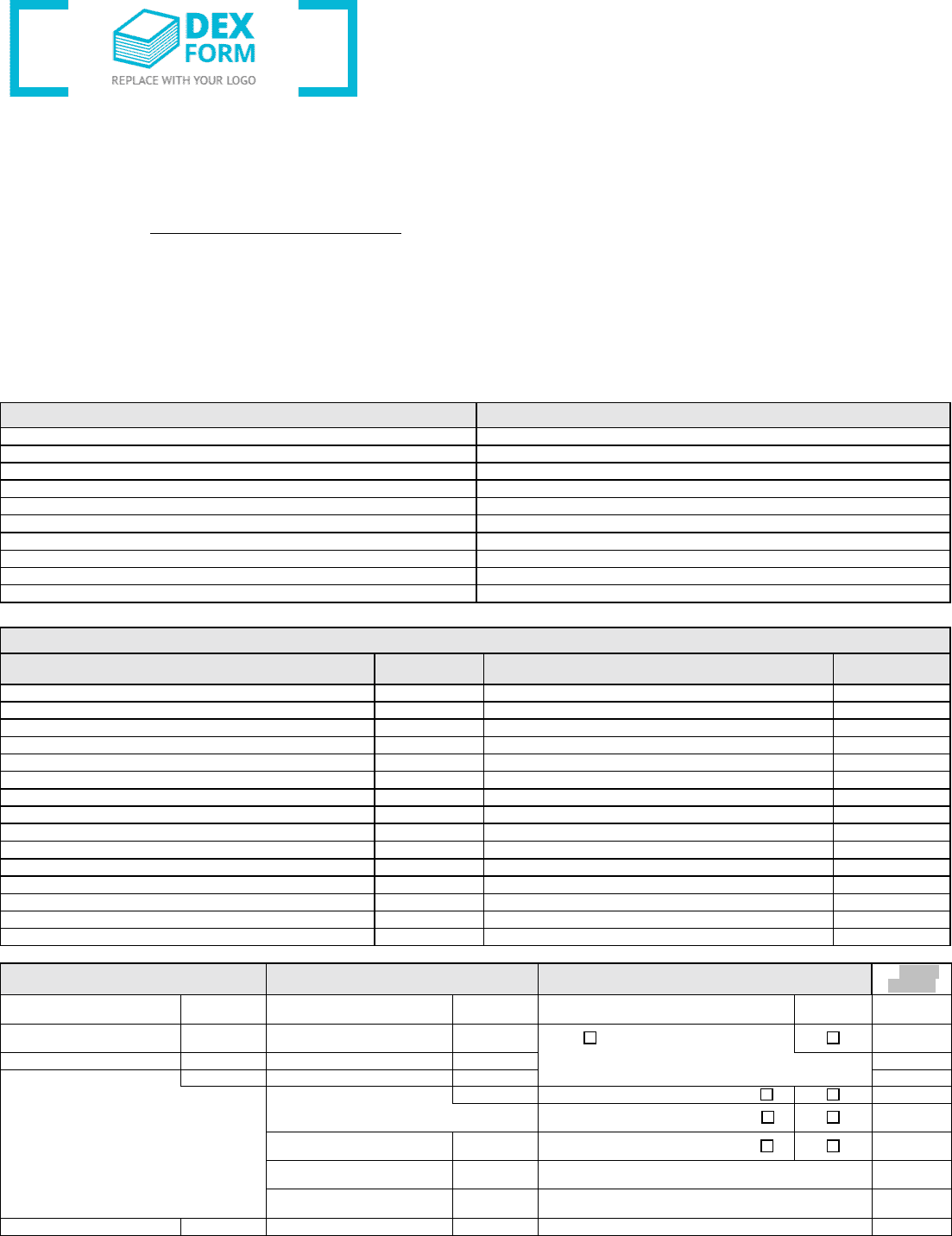 Credit union personal financial statement form in Word and Pdf formats