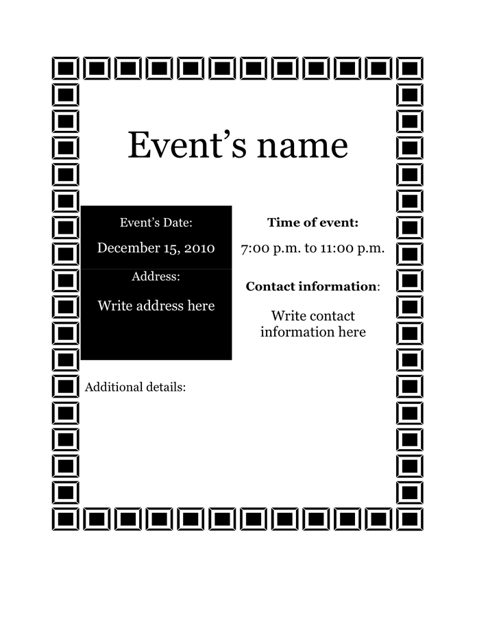 Event flyer template in Word and Pdf formats
