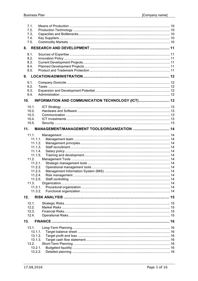 Simple business plan template in Word and Pdf formats - page 3 of 16